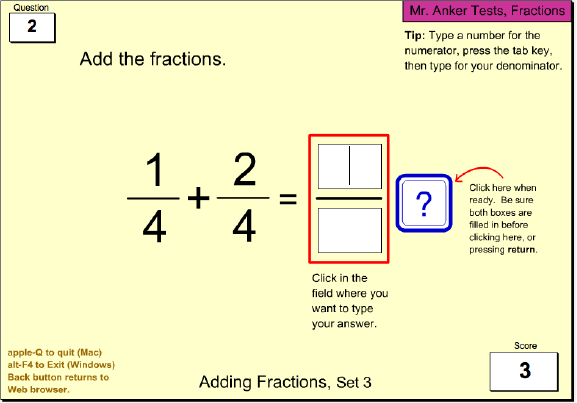 Mr. Anker Tests Fractions Activities