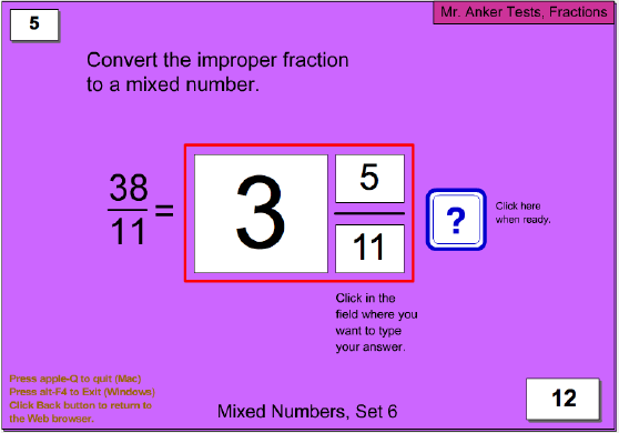 Mr. Anker Tests Fractions Activities