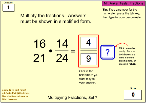 Mr. Anker Tests Fractions Activities
