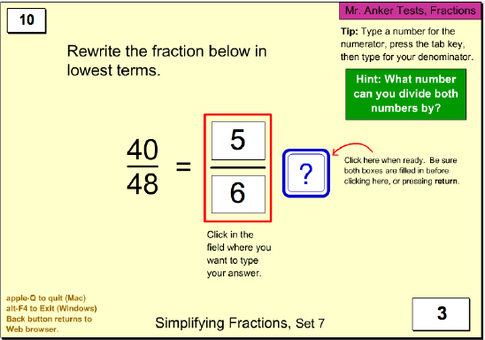 Mr. Anker Tests Fractions Activities