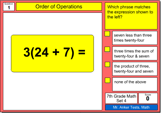 Mr. Anker Tests General Math By Grade Level
