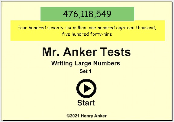 Mr. Anker Tests Number Sense